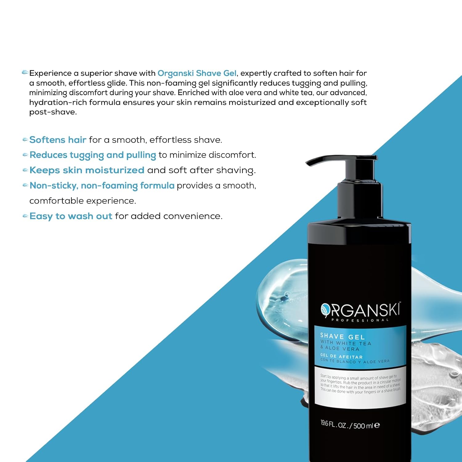 Organski Professional Clear Glide Shaving Gel with White tea & Aloe Ve ...